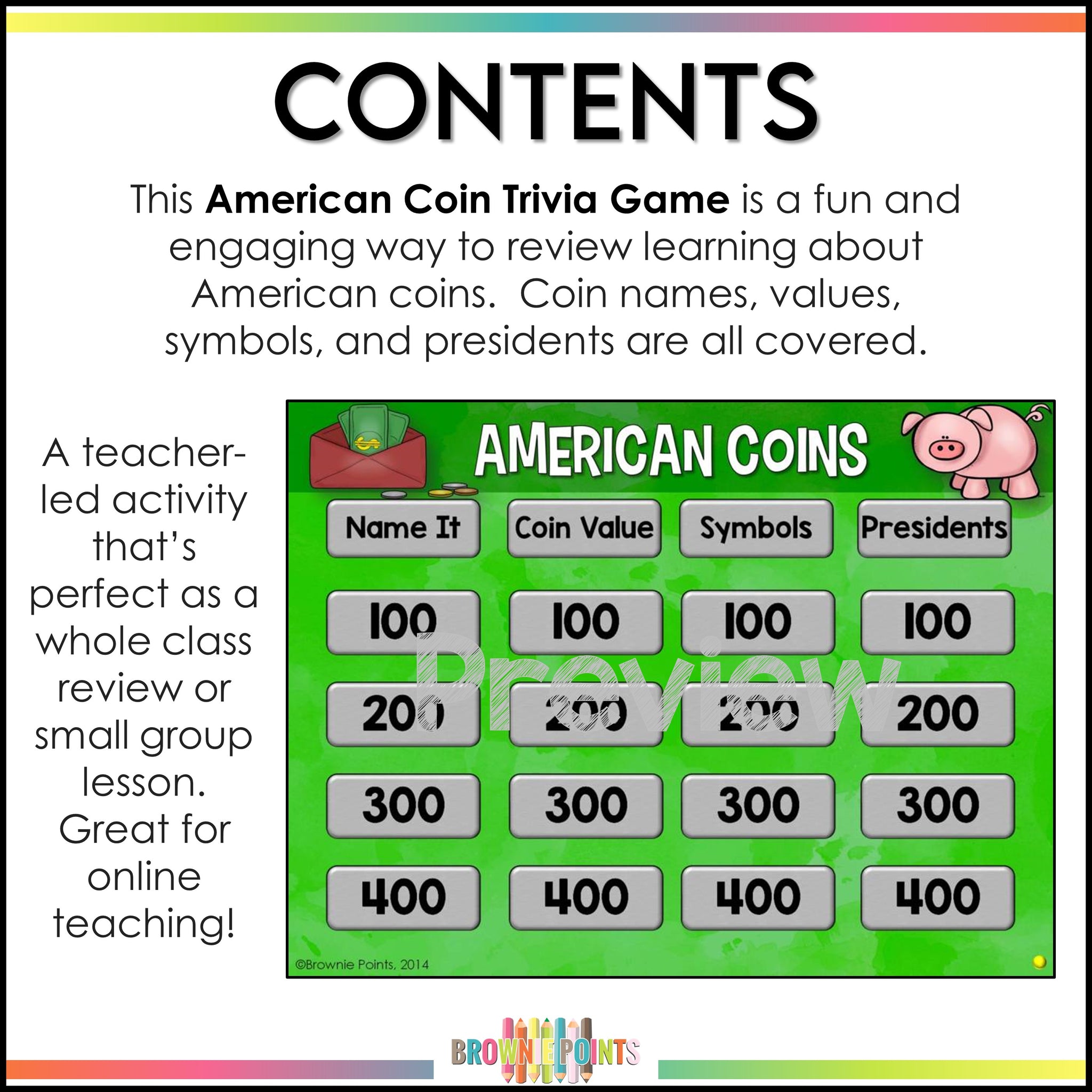 American Coins PowerPoint Game – Brownie Points Teaching Shop