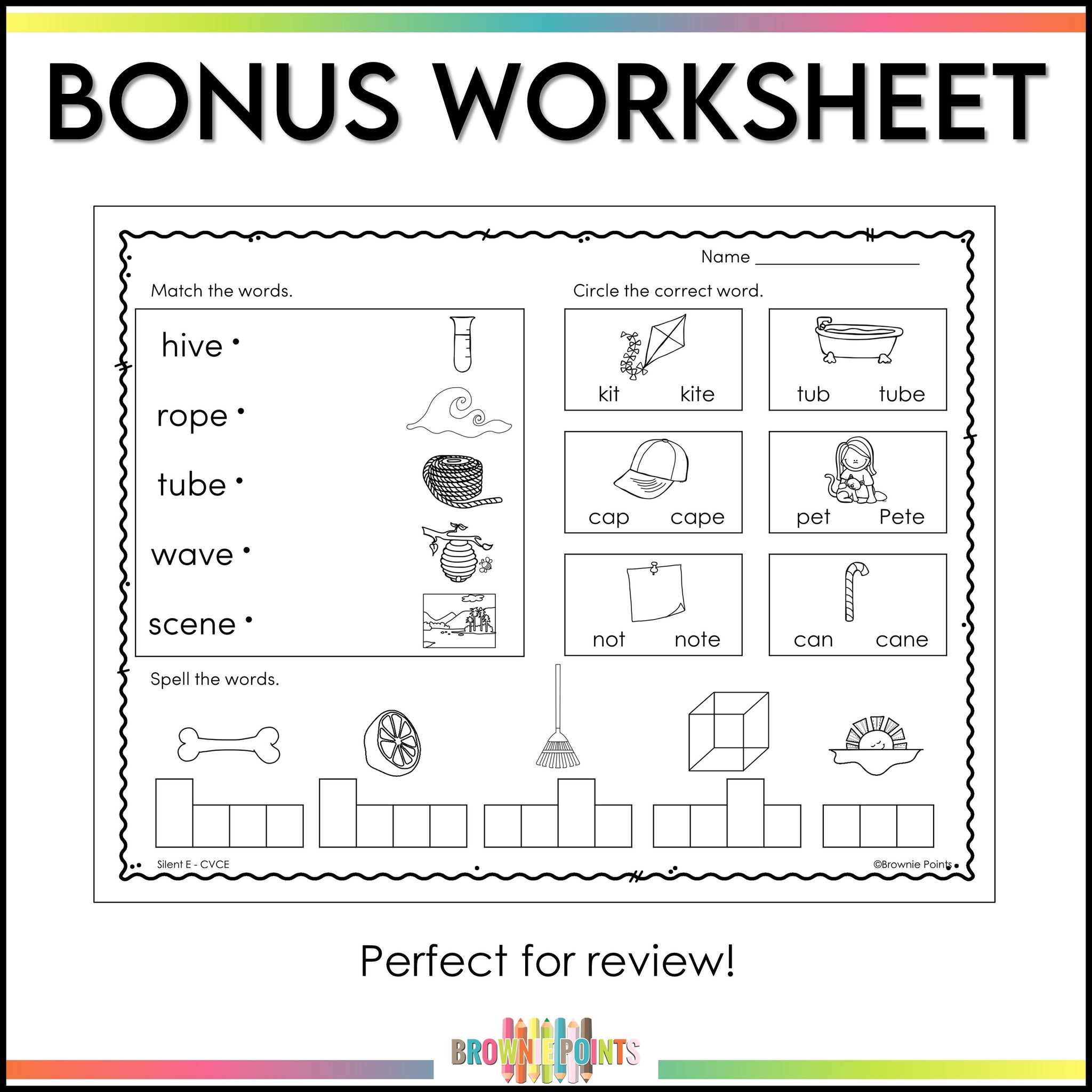 CVCE Words PowerPoint Game - Silent E – Brownie Points Teaching Shop