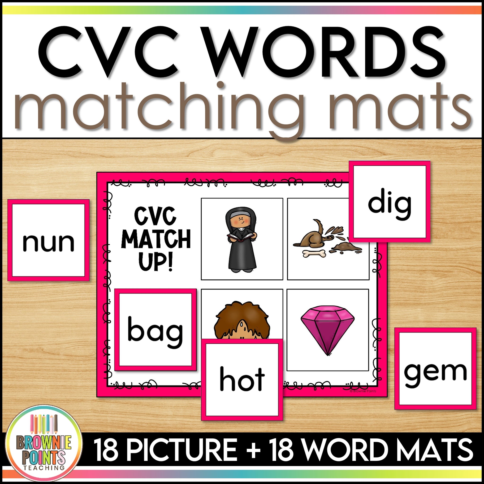 CVC Words Matching Mats – Brownie Points Teaching Shop
