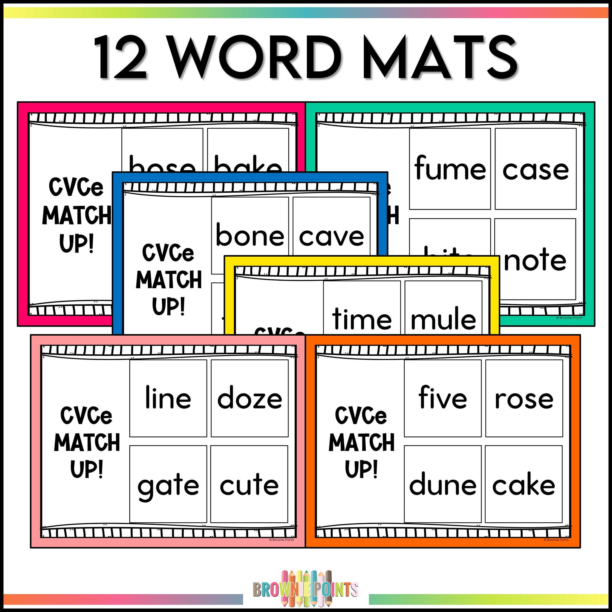 CVCe Words Matching Mats – Brownie Points Teaching Shop