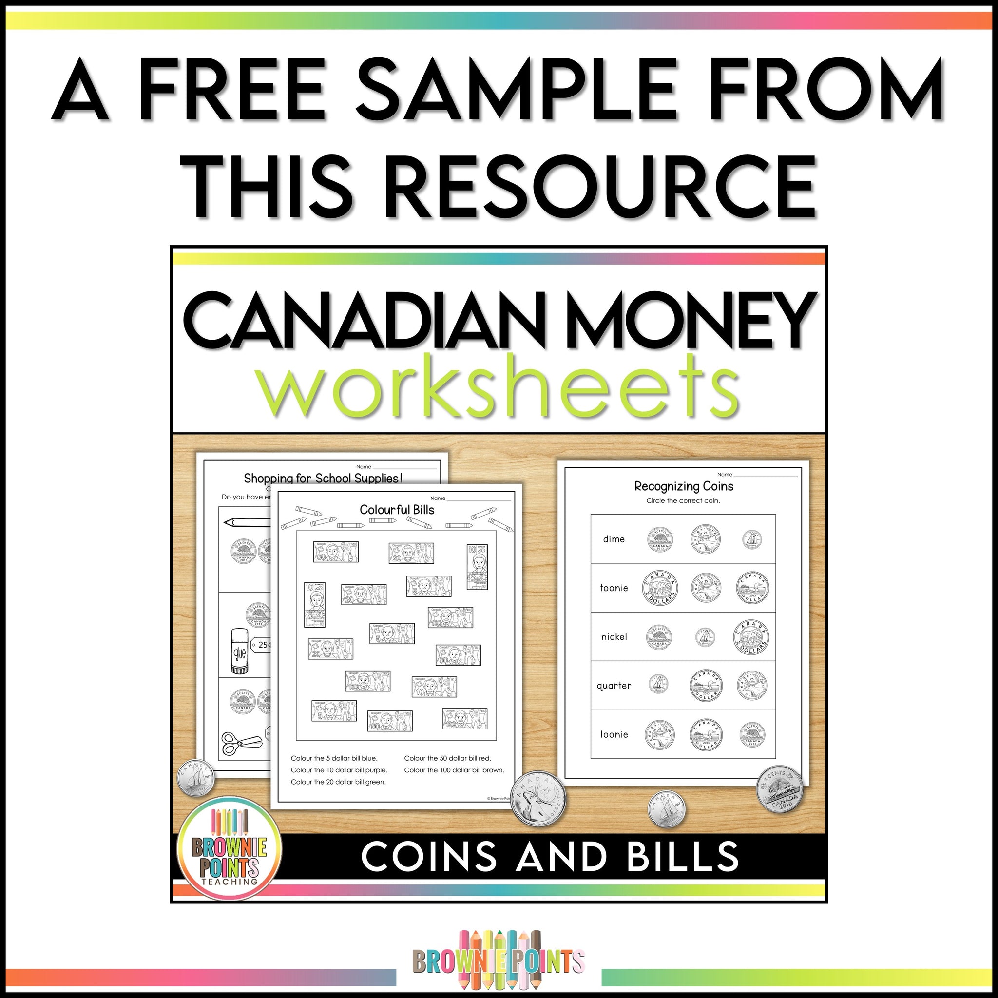 Canadian Money Worksheets – Brownie Points Teaching Shop