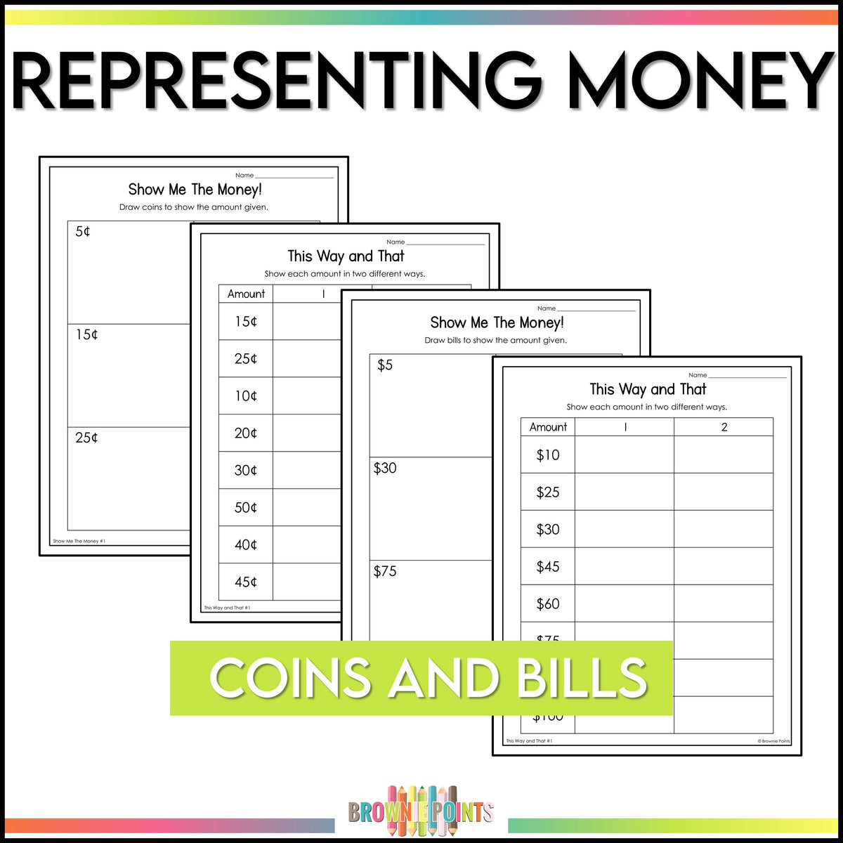 Canadian Money Activities - Coins and Bills – Brownie Points Teaching Shop