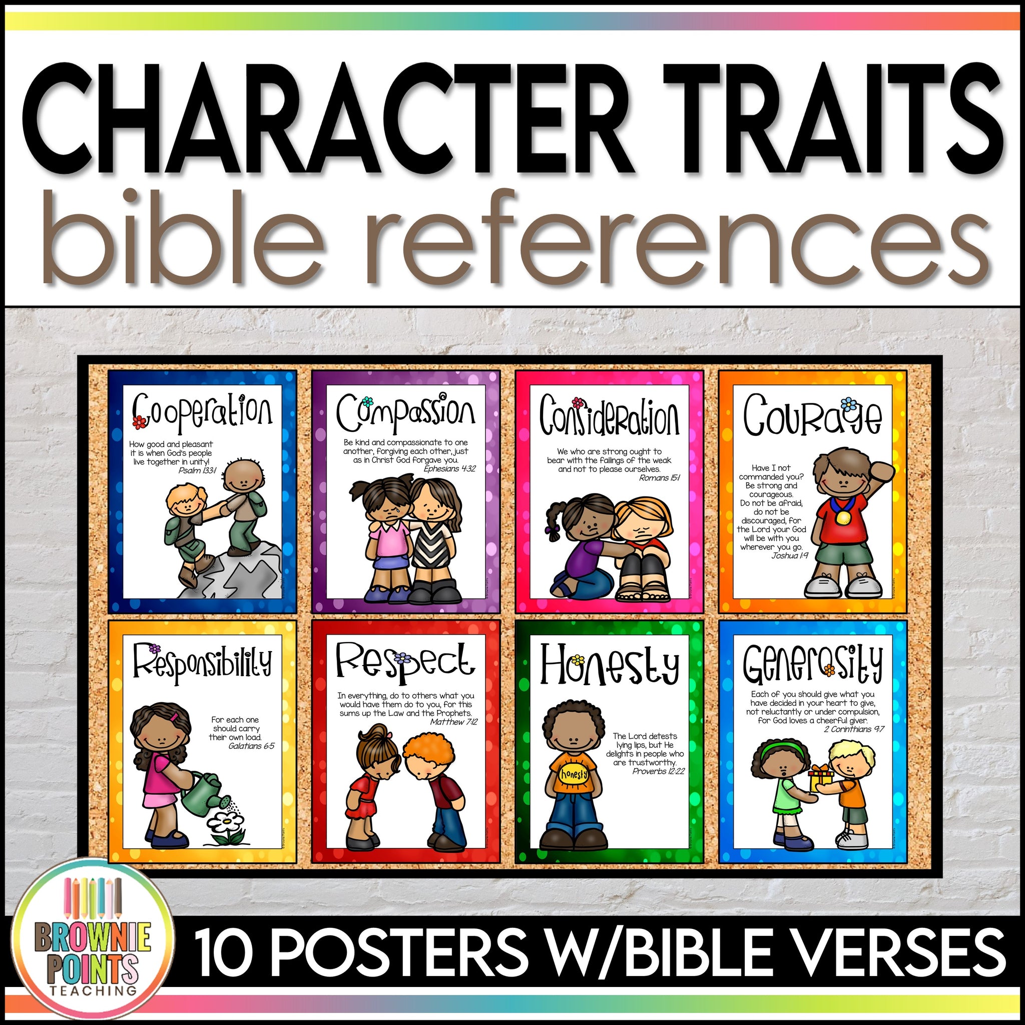 Character Traits and Bible Verses Posters – Brownie Points Teaching Shop