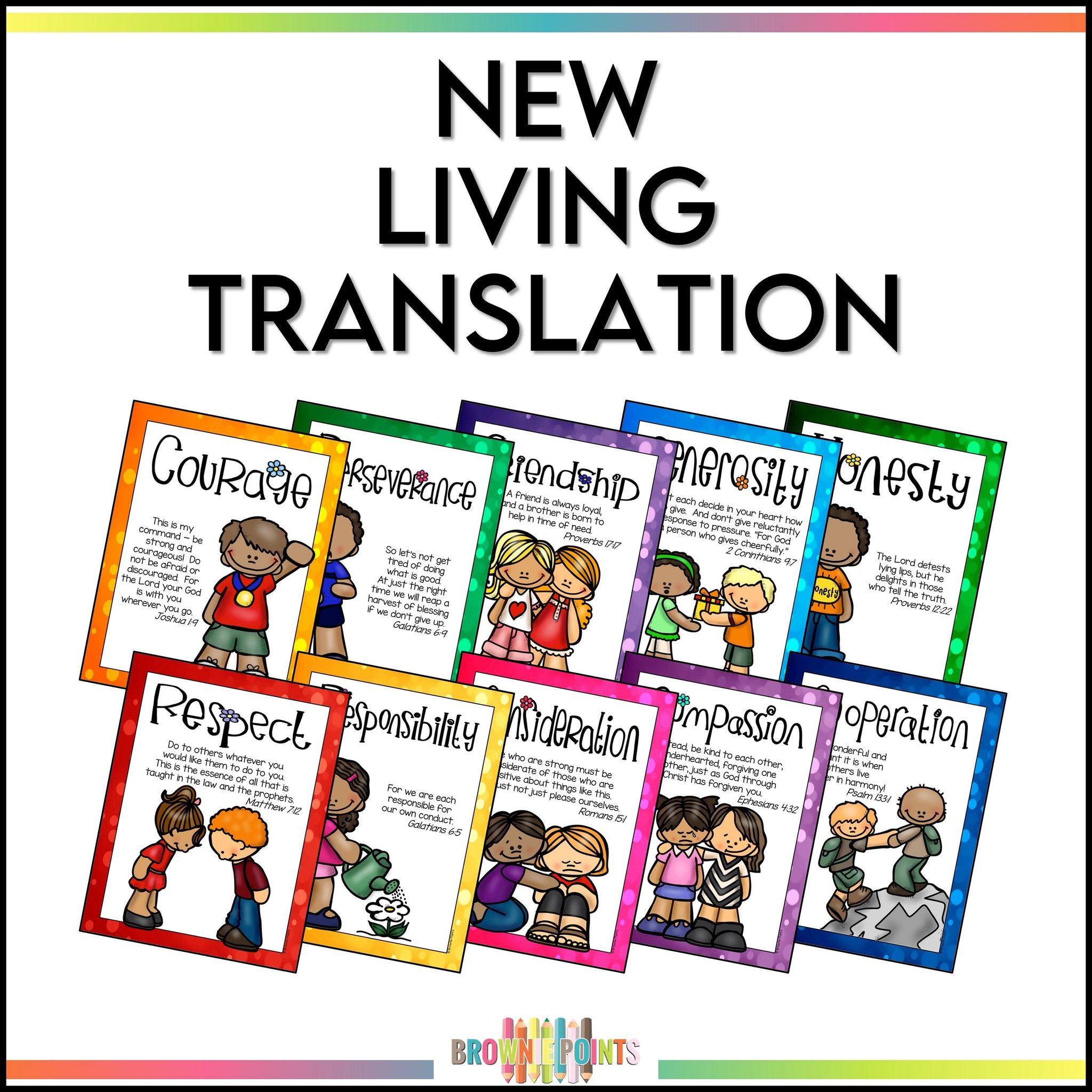 Character Traits and Bible Verses Posters – Brownie Points Teaching Shop