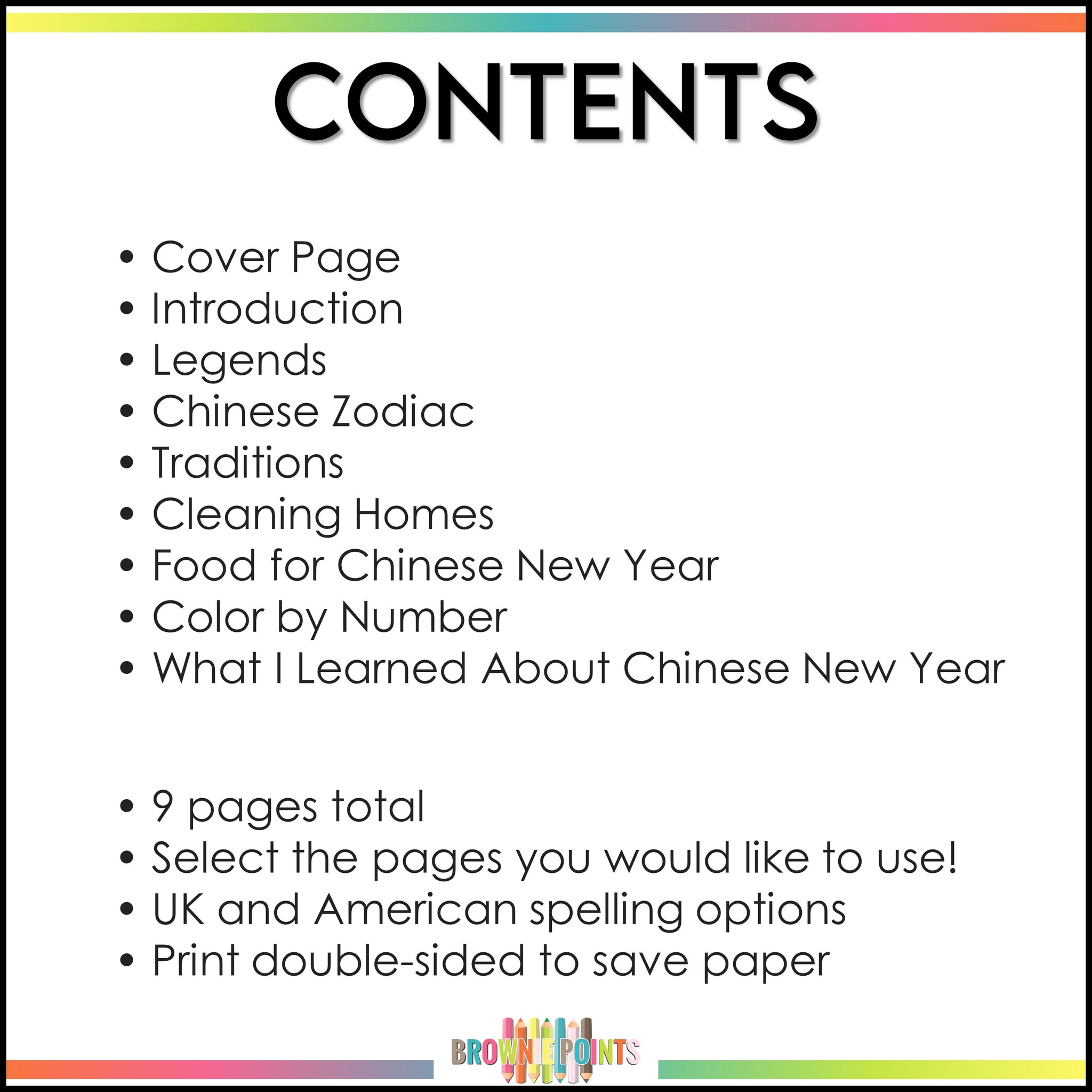Chinese New Year | Lunar New Year Mini Book – Brownie Points Teaching Shop