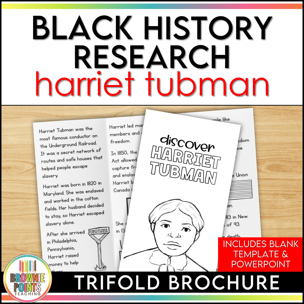 Harriet Tubman Trifold Biography – Brownie Points Teaching Shop