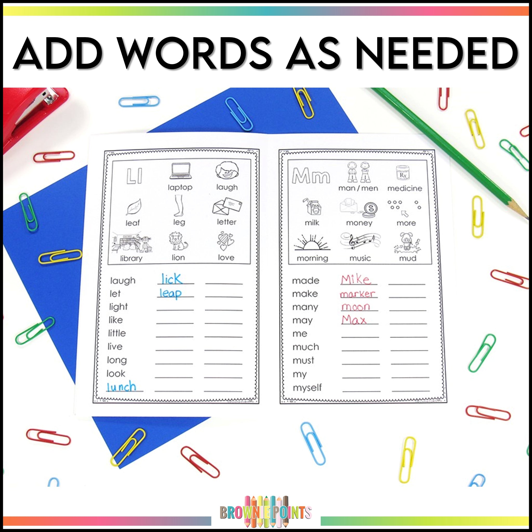Personal Picture Dictionary with Sight Words – Brownie Points Teaching Shop