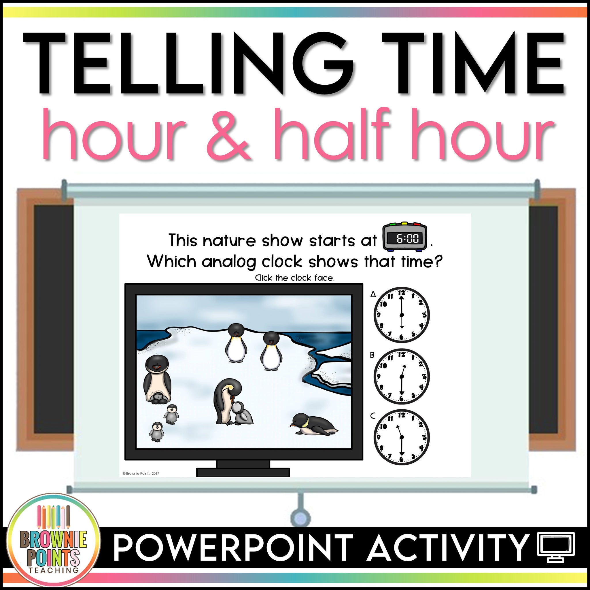 Telling Time to the Hour and Half Hour PowerPoint Game – Brownie Points ...